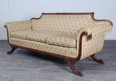 Duncan Phyfe Style Upholstered Sofa