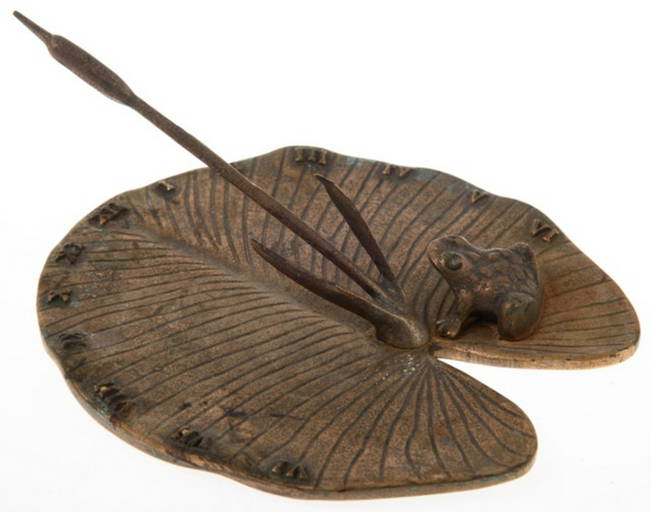 Cast Bronze Lilypad Frog Sundial