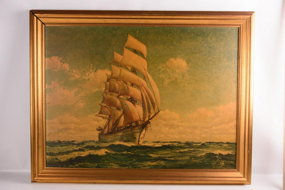 Sailing Ship Print On Board