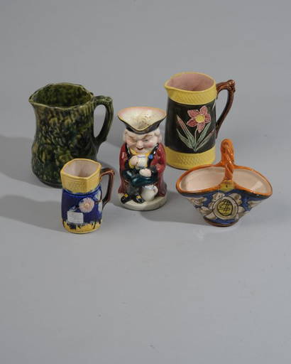 A Collection: Three Pitchers, A Toby, & A Basket