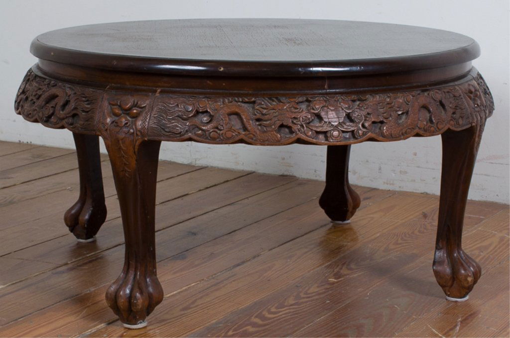 E 20th C Carved Chinese Round Table