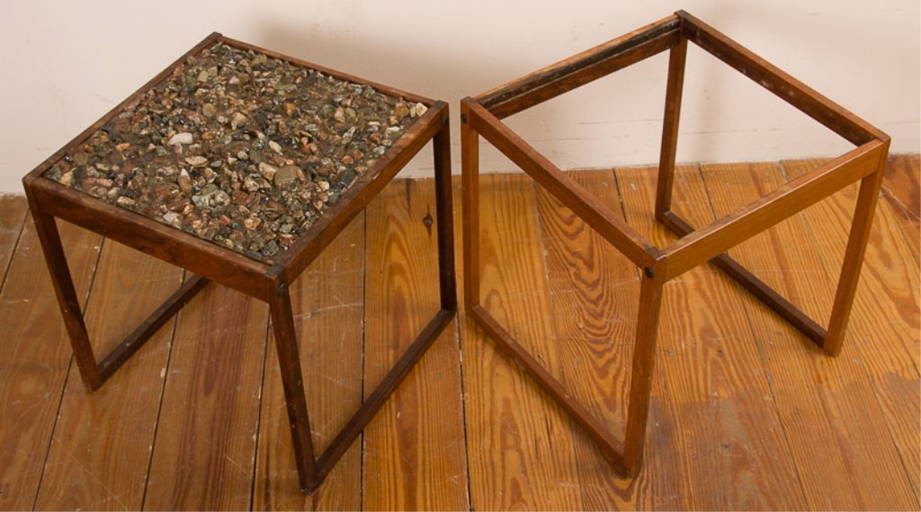 Mid Century Pebble Top Tables, Pair