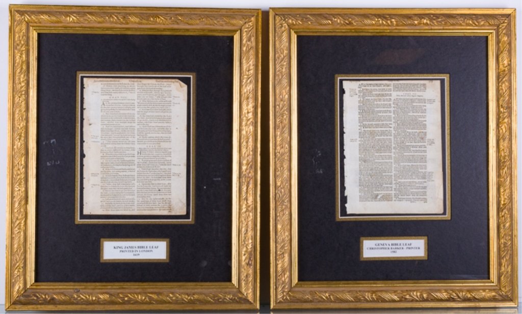Bible Leaves From Kjv And Geneva Bibles Circa 1600
