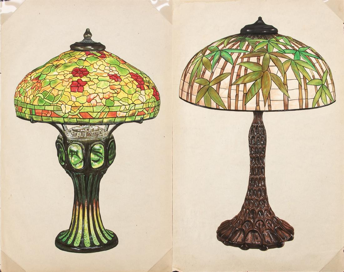 Two Original Drawings Possible Tiffany Lamps