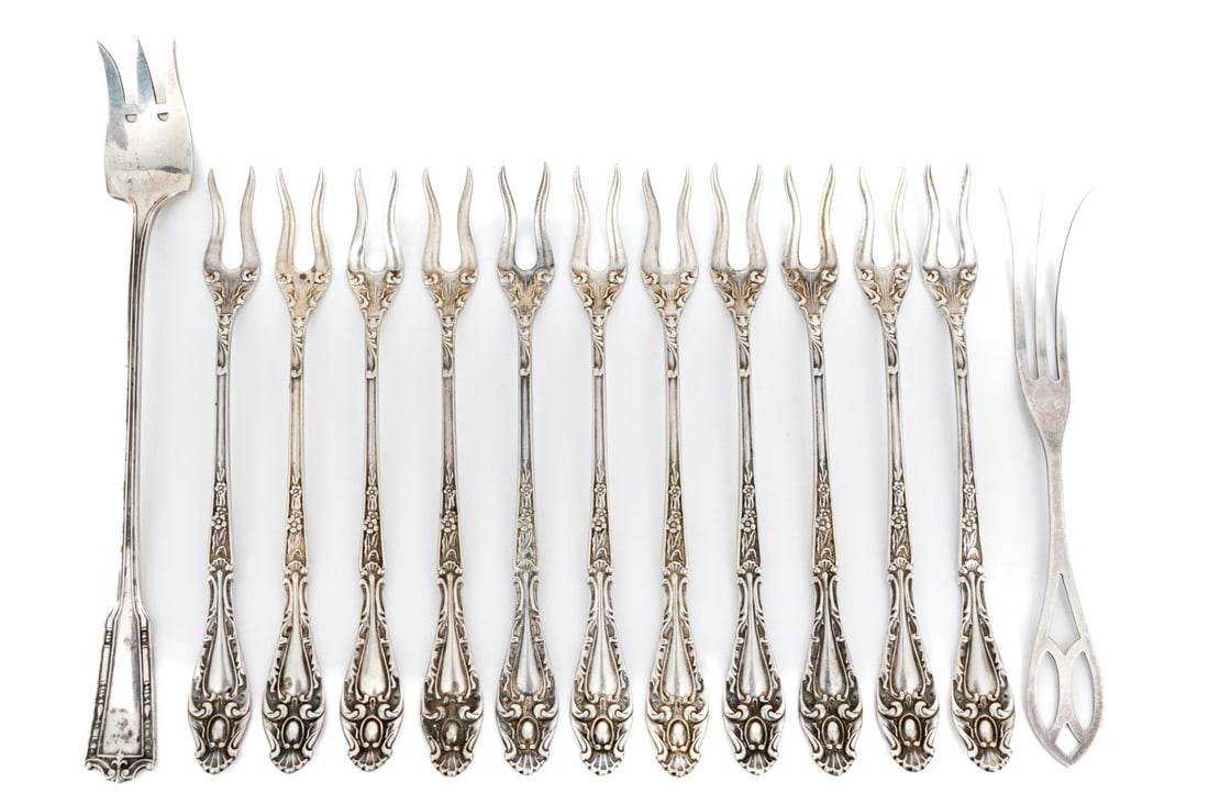 Collection Of Assorted Sterling Silver Cocktail Forks And Lemon Fork, 4 ...