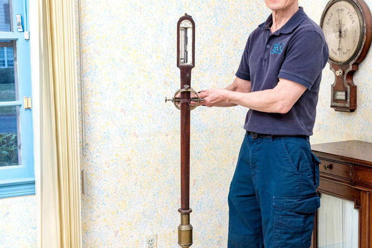 Antique F.l. West London Nautical Stick Barometer With Gimbal