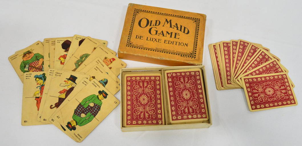 Antique Old Maid Card Set In Box, C. 1900