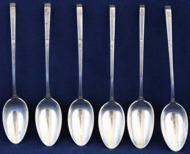 Schiebler 6 Sterling Silver Aesthetic Demitasse Spoons