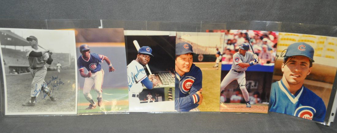 AUTOGRAPHED BASEBALL STAR PHOTOS CHICAGO CUBS 6 PCS XJ