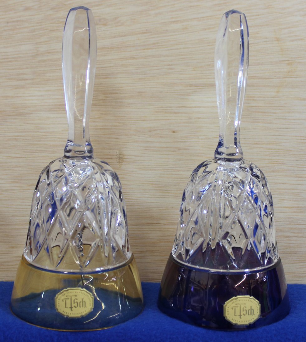 LOT 2 HAND ETCHED BERCHTESGADEN LEAD CRYSTAL BELLS XT