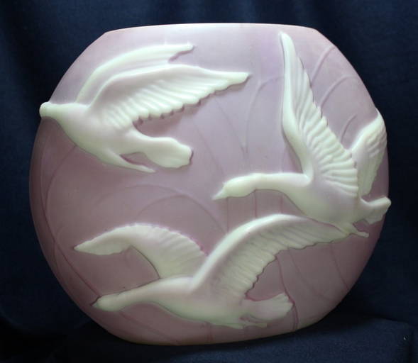 Rare Consolidated Martele Reuben Wild Geese Pillow Vase