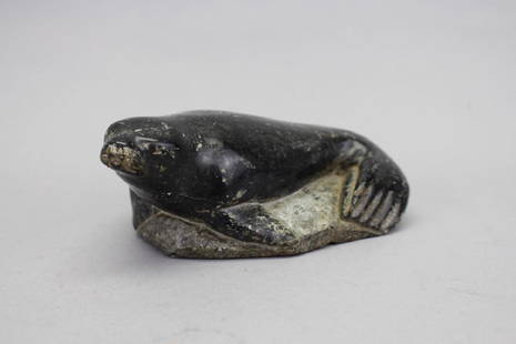 Inuit Fossilized Whalebone Seal Carving, Grenfell