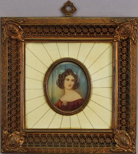 Antique Oval Portrait Of A Young Woman