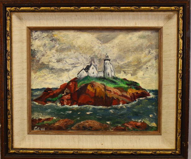 Signed Edith, 20th C Coastal Painting W Lighthouse