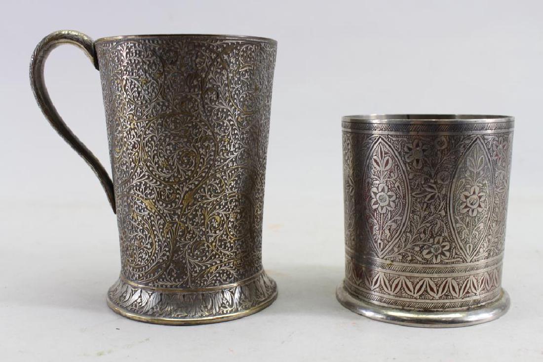 (2) Elaborately Engraved Silver Plate Cups