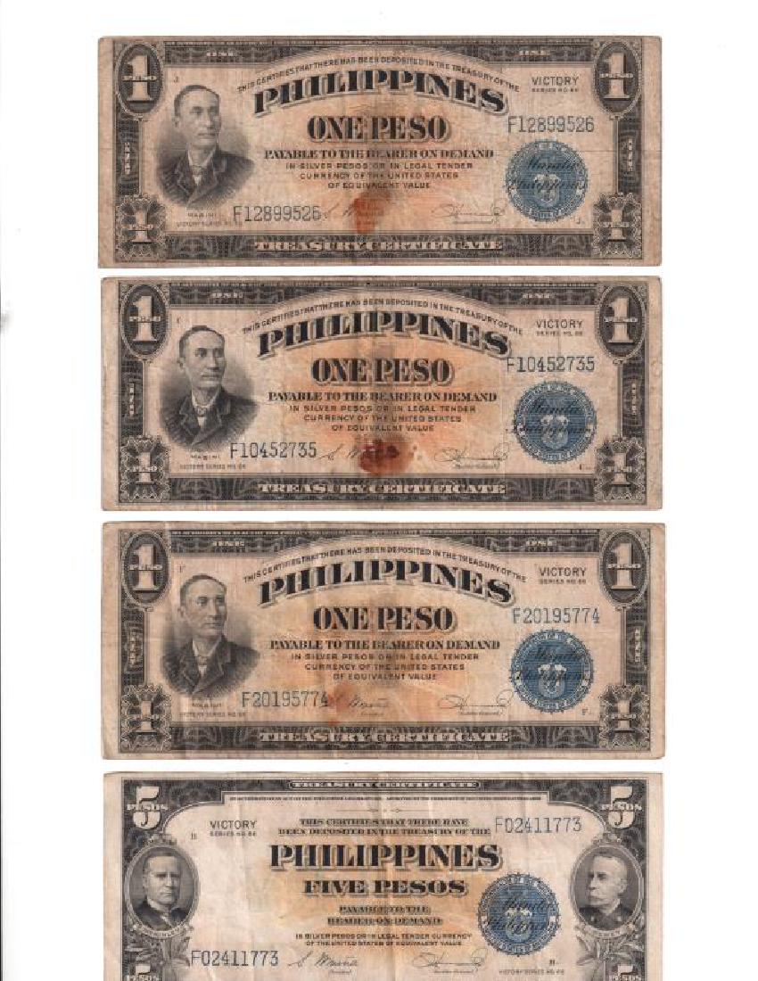 1944 Four (4) Philippines Victory Notes