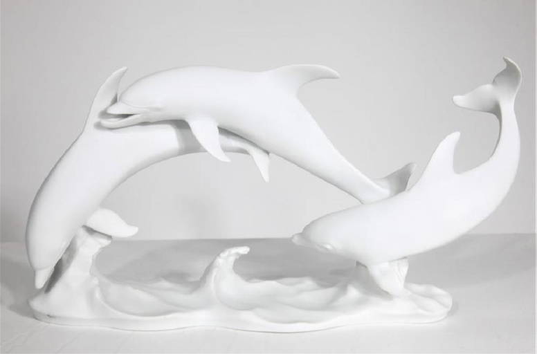 Kaiser German Porcelain Sculpture Of Dolphins