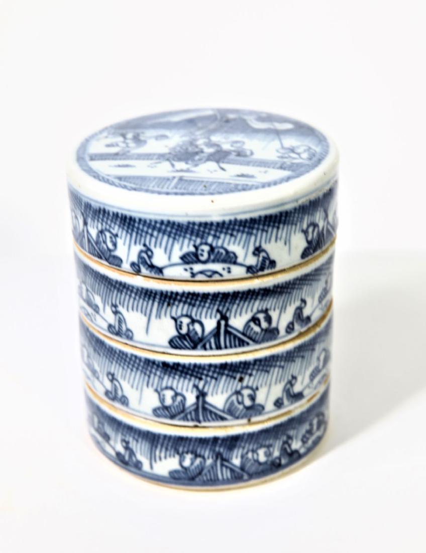 Chinese Blue and White Porcelain Stacking Box