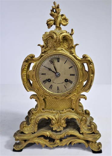 Henry Marc Paris Circa 1890s Gilt Mantel Clock
