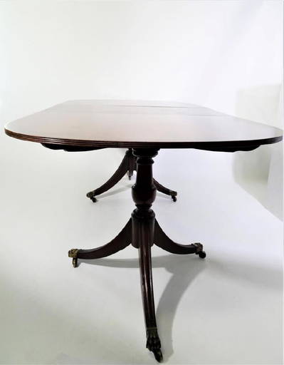 Antique Oval Double Pedestal Dining Table W Leaf