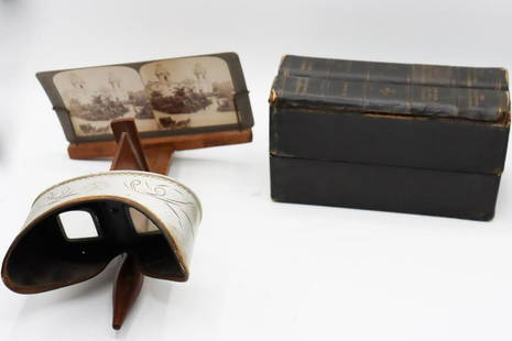 Antique Stereoscope With Viewer Cards