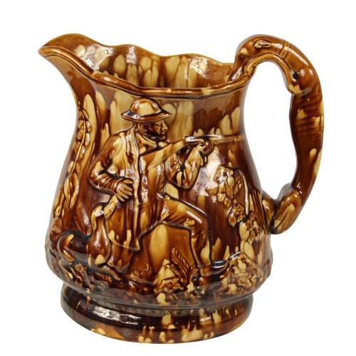 Rockinham Pitcher With Hunter And Hound Handle
