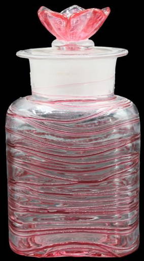 Steuben Threaded Glass Jar With Floral Stopper