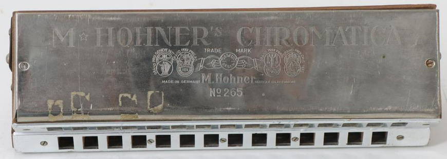 3 Vintage Harmonicas: Large M. Hohner Chromatica #262,