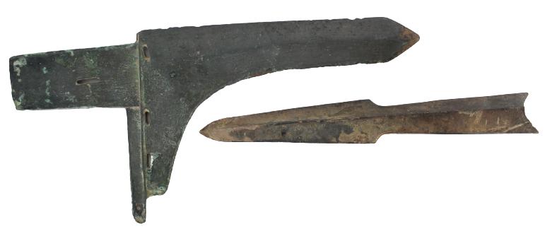 Chinese Bronze Archaic Halberd Blade & Spear Head