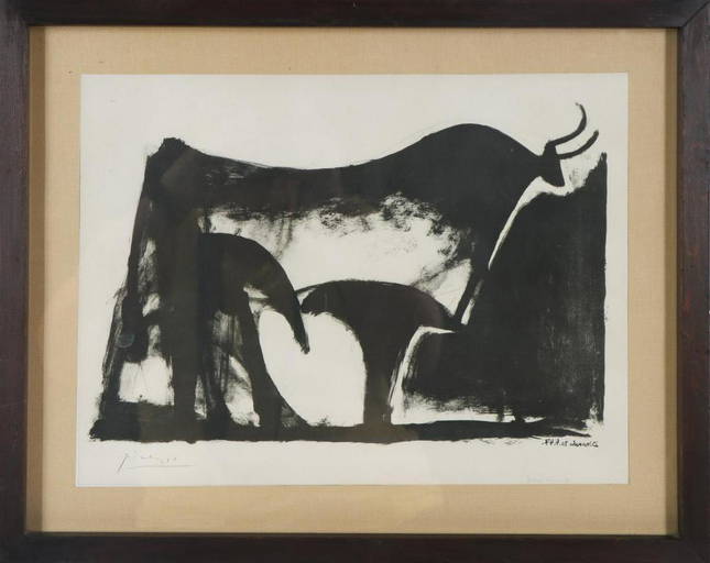 Signed Picasso Lithograph 1947 "the Black Bull"