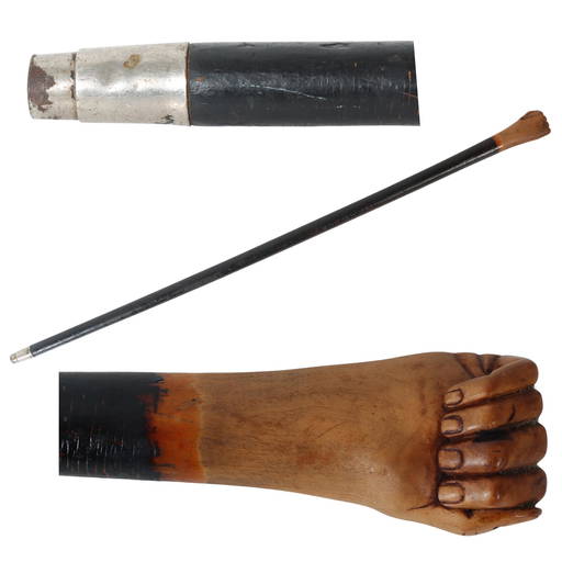 Folk Art Carved Fist Hickory Cane / Walking Stick (#0882) on Jan 08 ...