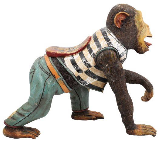 Rare New England Carved Carousel Monkey