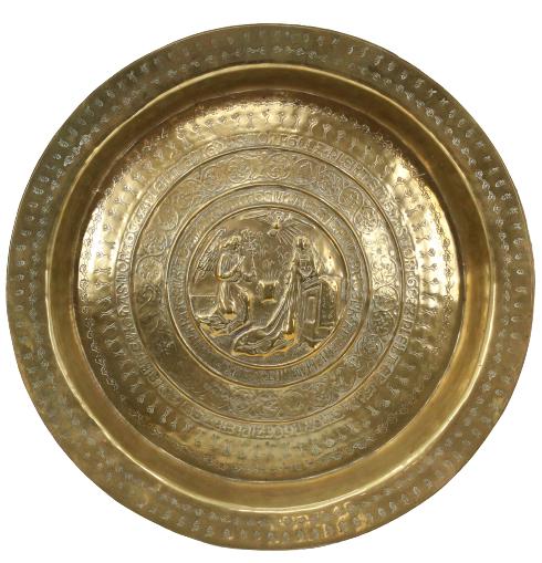 Rare 16th C. Nuremburg Brass Alms Dish
