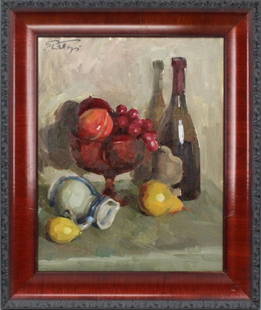 Stevens Still Life With Wine Oil On Canvas