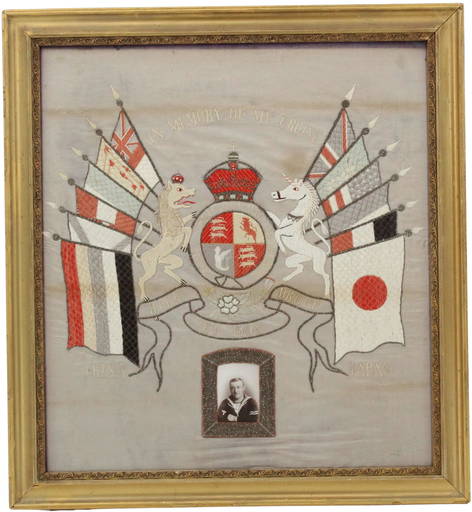 Wwi "victory For The Allies" Silk Embroidery