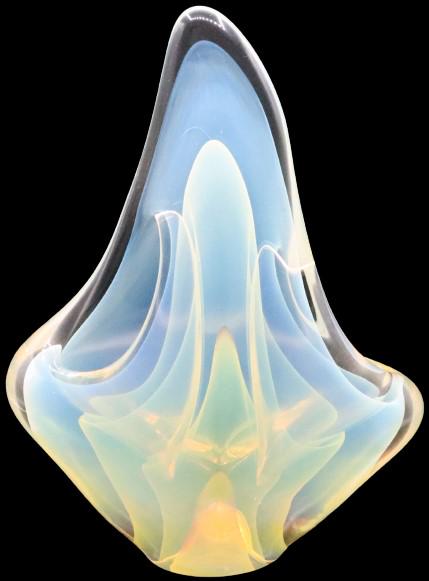 Signed Yellow Opaline Glass Sculpture Auction