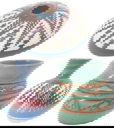 (3) Signed Native American Navajo Pottery Jars