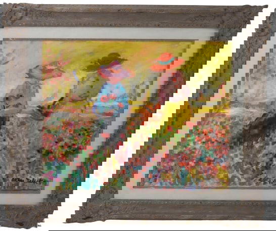 Arthur Weeks (1930-1988) Usa O/c Picking Flowers Auction