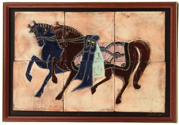 Frank Colson Framed 6 Tiles 2 Horses Auction