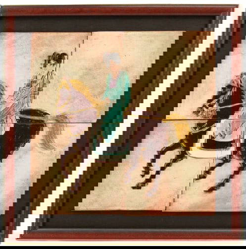 Frank Colson Framed 4 Tile Figure On Horse Auction