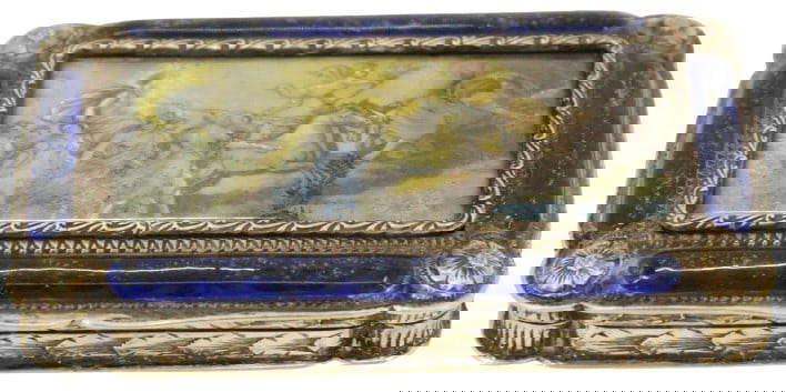 Vintage Italian Hand Painted Enamel & Silver Case