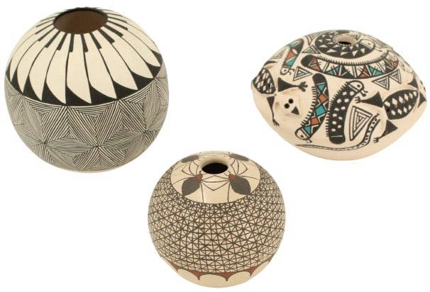 (3) Native American Pottery Pieces Auction