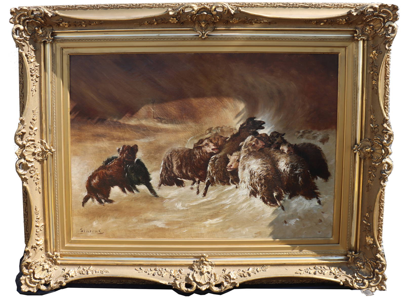 August Freidrich Schenk (1828-1901) German, Oil On Canvas Sheep Herding ...