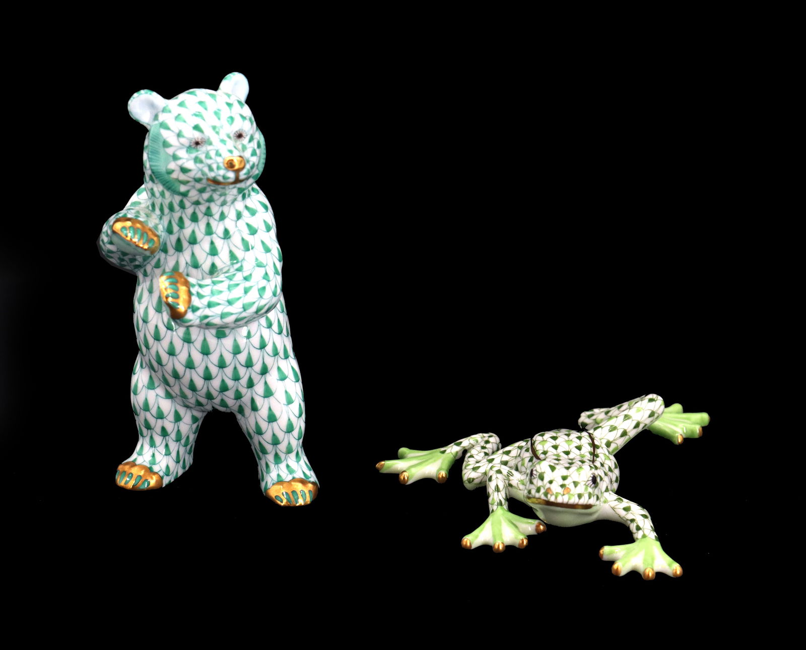 (2) Hungarian Herend Porcelain Hand Painted Animal Figurines