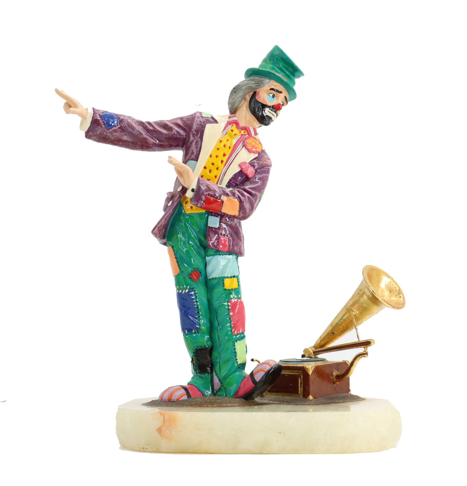 Ron Lee (1947-2017) American, Hand Painted Pewter And Onyx Clown Statue ...
