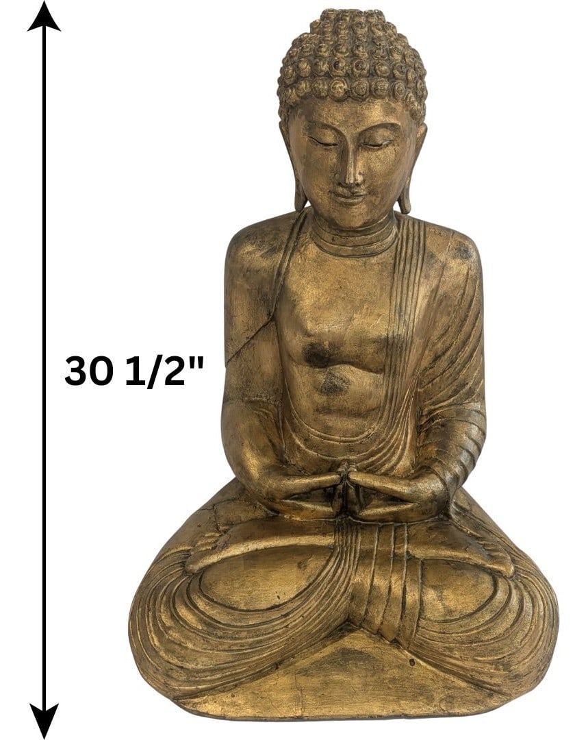 Carved Gilt Wood Meditating Southeast Asian Buddha Sculpture Auction