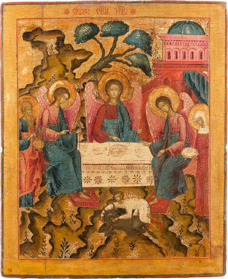 A MONUMENTAL ICON SHOWING THE OLD TESTAMENT TRINITY