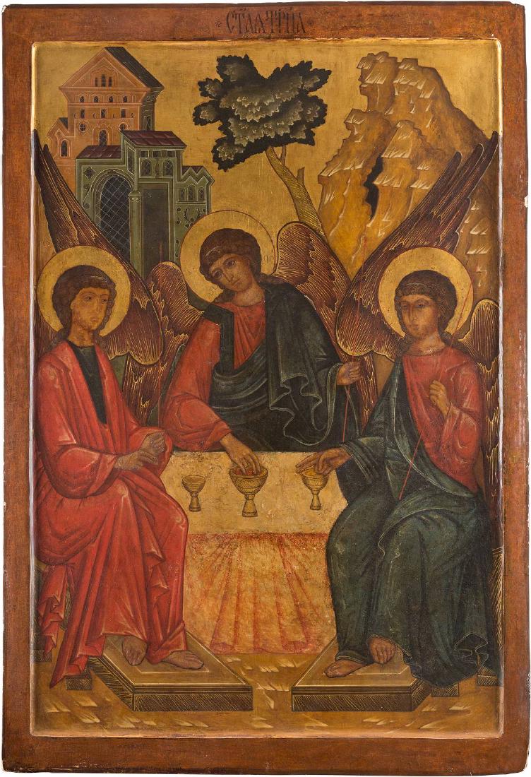 A MONUMENTAL ICON SHOWING THE OLD TESTAMENT TRINITY