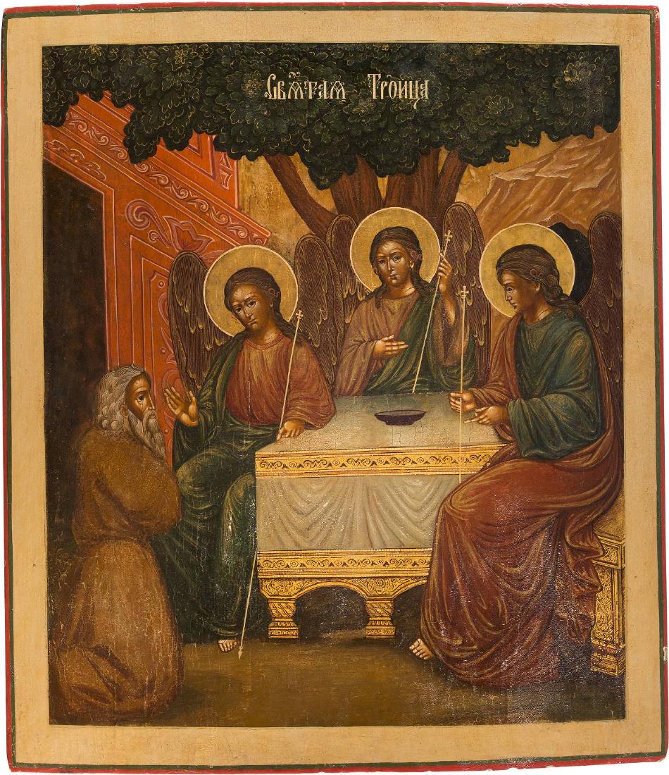 A MONUMENTAL ICON SHOWING THE OLD TESTAMENT TRINITY