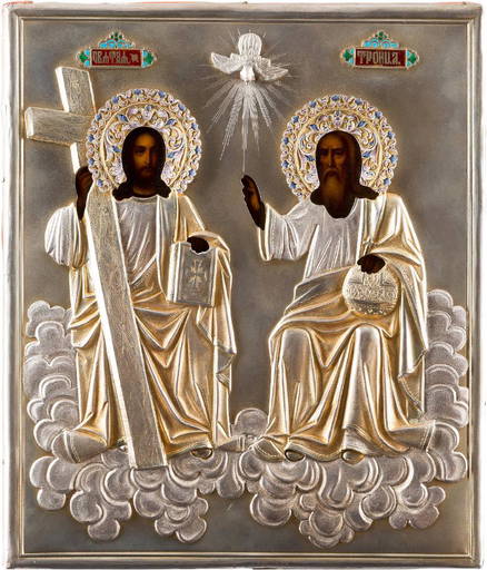 An Icon Showing The New Testament Trinity Russian,